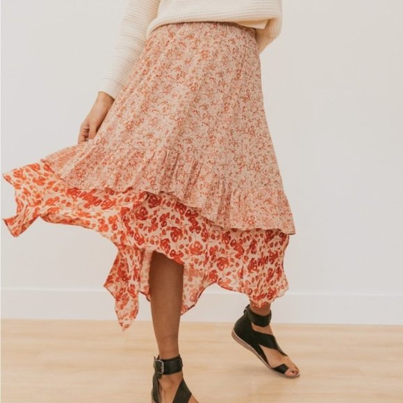 Free People | Skirts | Nwt Free People Zuma Drippy Ruffle Skirt | Poshmark